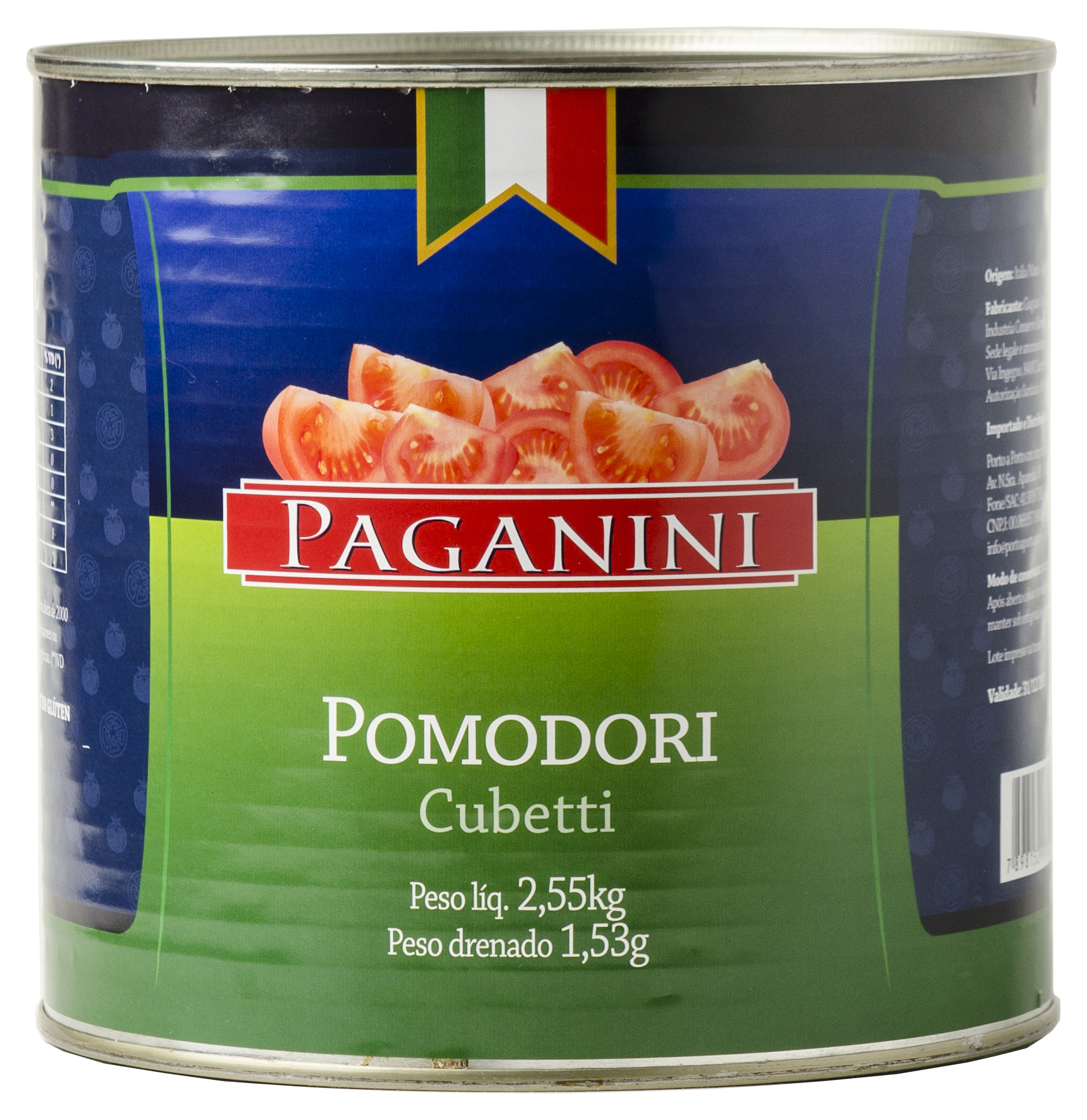 Pomodori Tomate Pelati em Cubos Italiano Paganini 2,5kg