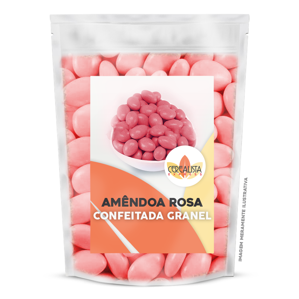 Amêndoa Confeitada Cor Rosa Casca Fina Extra Macio